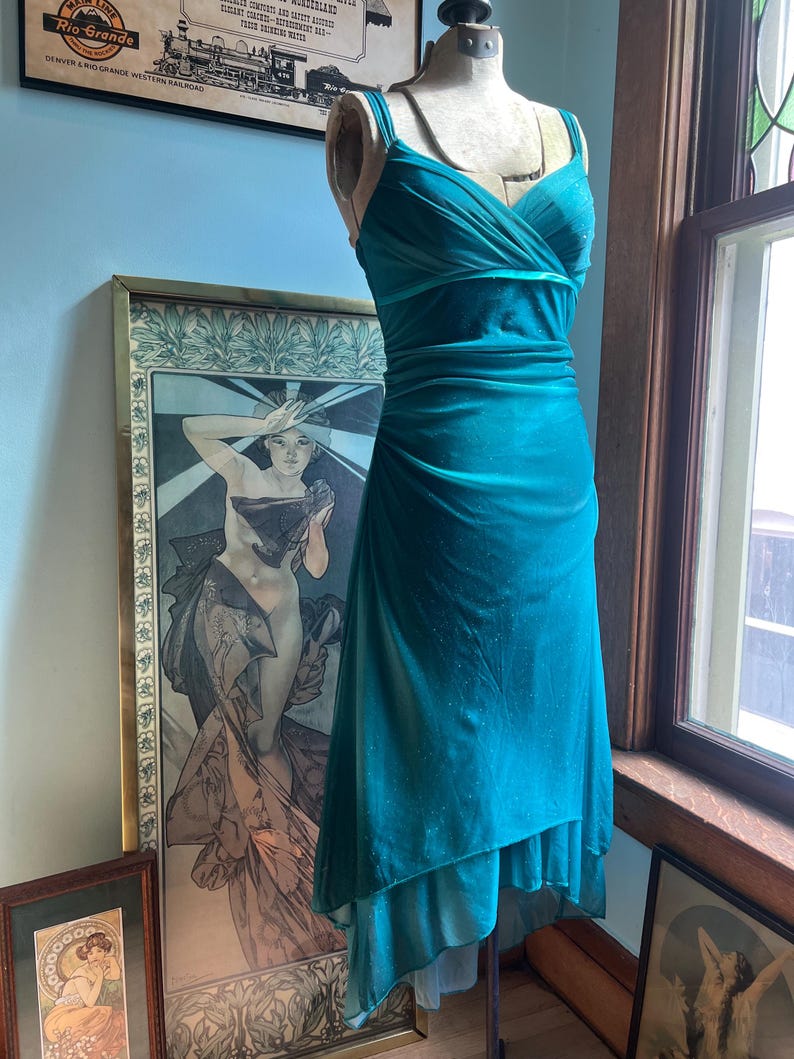 Y2K Sparkly Teal Green Prom or Formal Dress Size M - Etsy