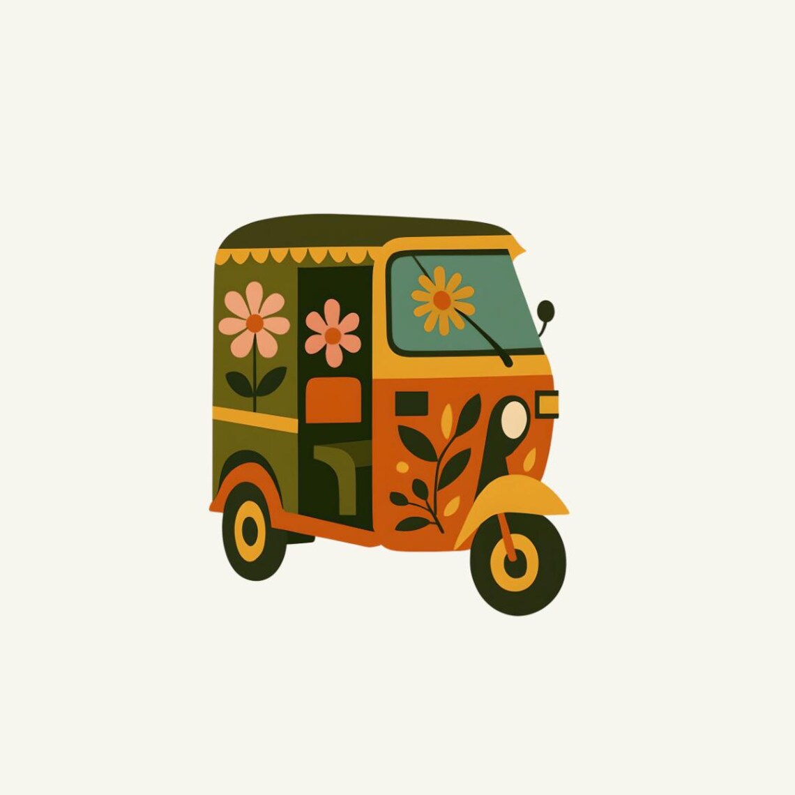 Pakistan Truck Art Sticker: Desi Tuk Tuk, Vibrant Rickshaw Decal (3x3 ...