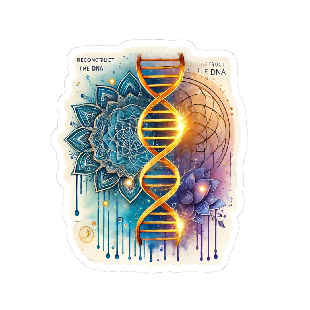 Reconstruct DNA Kiss Cut Sticker, Symbolic Trauma Recovery Art, Mandala ...