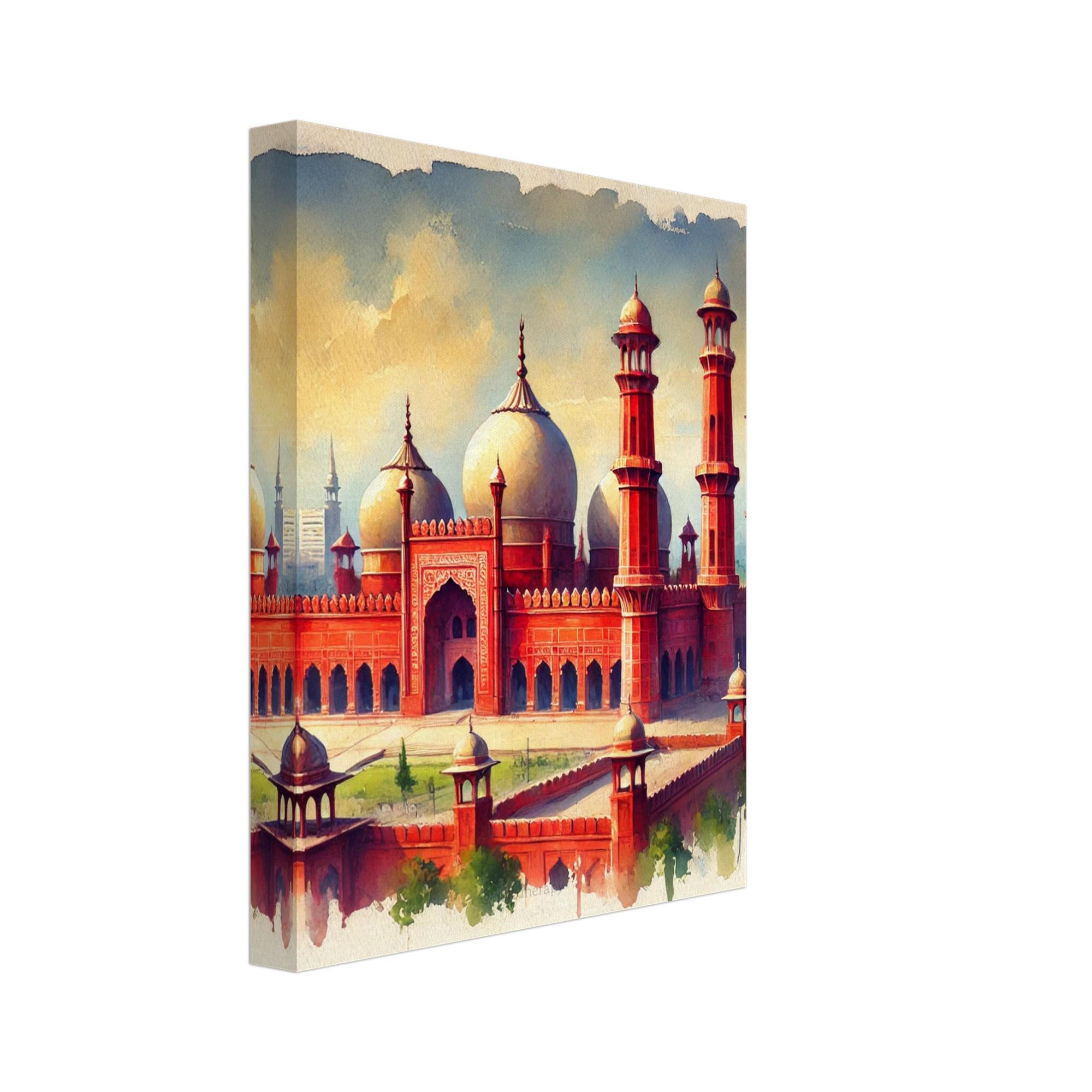 Canvas, Pakistan Art, Mughal Architect, Badshahi Mosque, Lahore ...