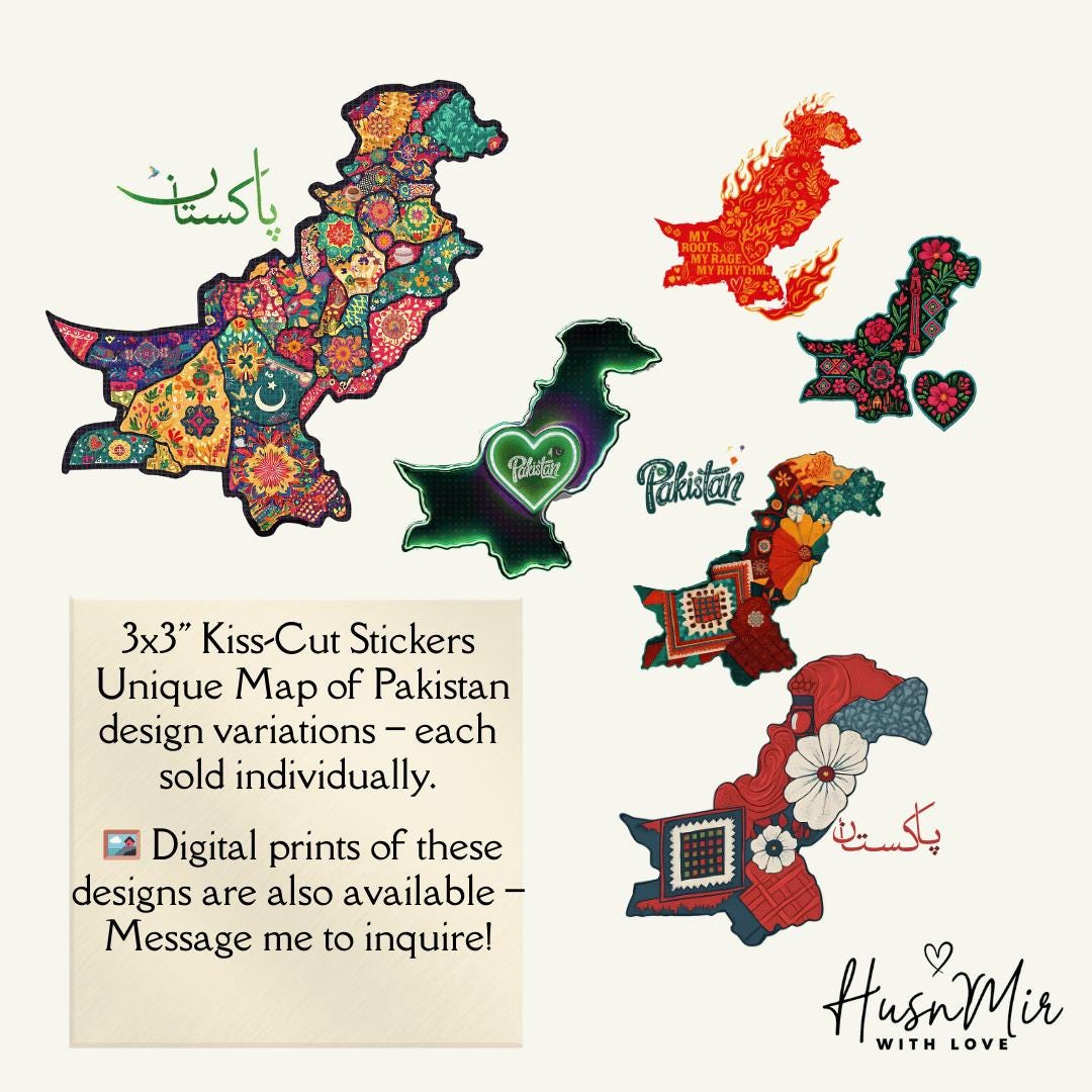 Pakistan Map Sticker: Desi Art, Weatherproof Vinyl Decal - Etsy