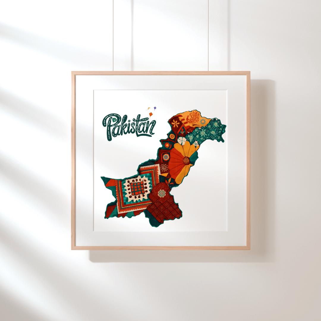 Pakistan Map Print, Vibrant Truck Art, Desi Home Decor (digital Print ...