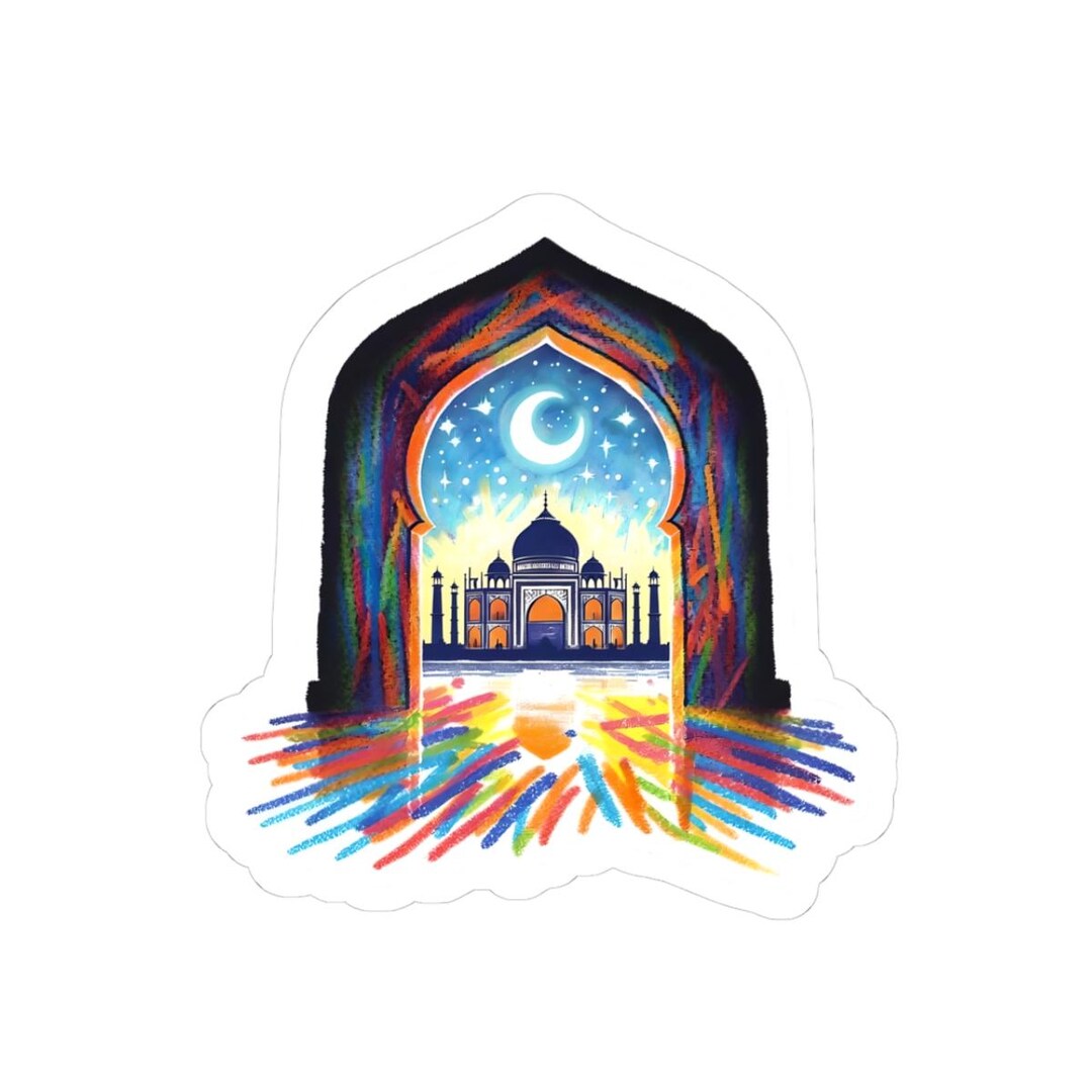 Taj Mahal Kiss-cut Stickers, Bohemian Laptop Decals, Colorful Art ...