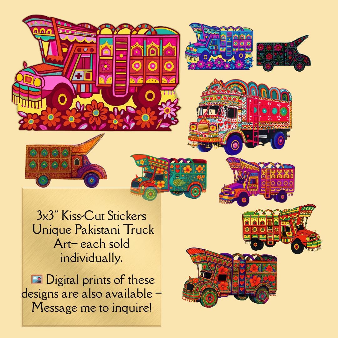 Vibrant Pakistani Truck Art 3x3 Kiss-cut Sticker in Variations Sold ...