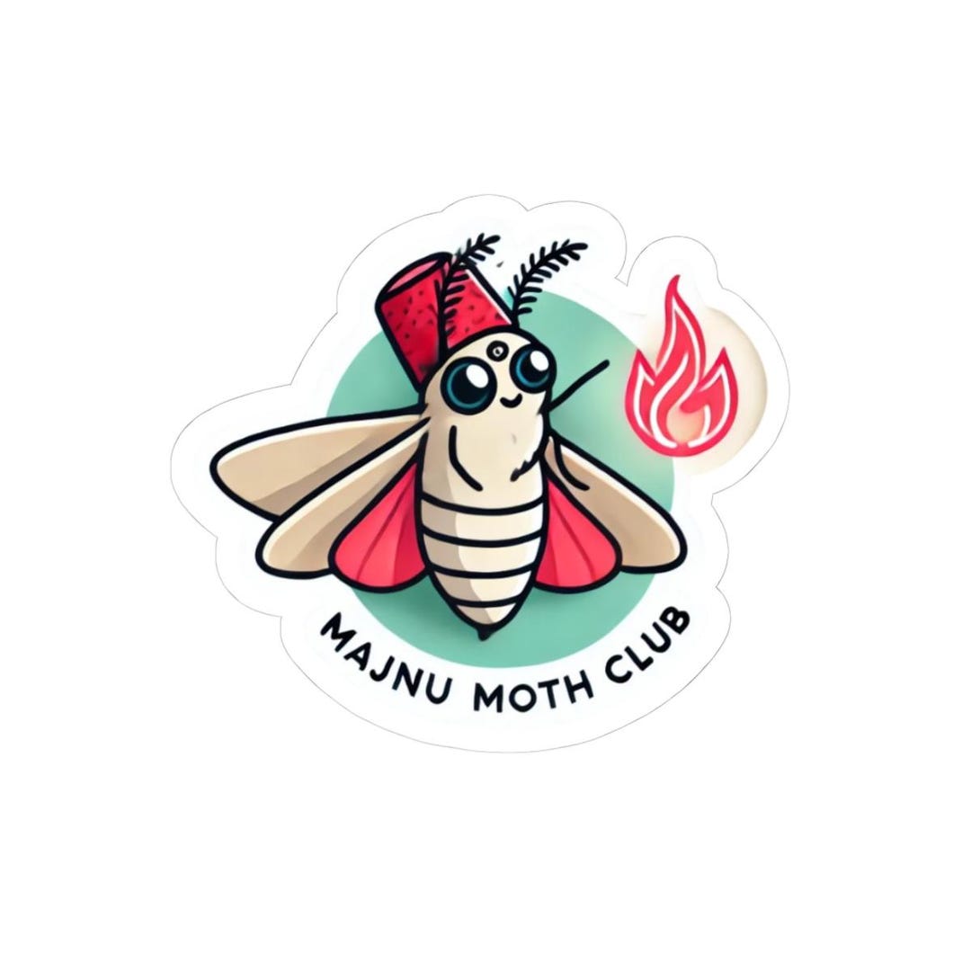 Minimalist Moth Club Kiss-cut Stickers, Sufi Cap Funny Sticker, Quirky ...