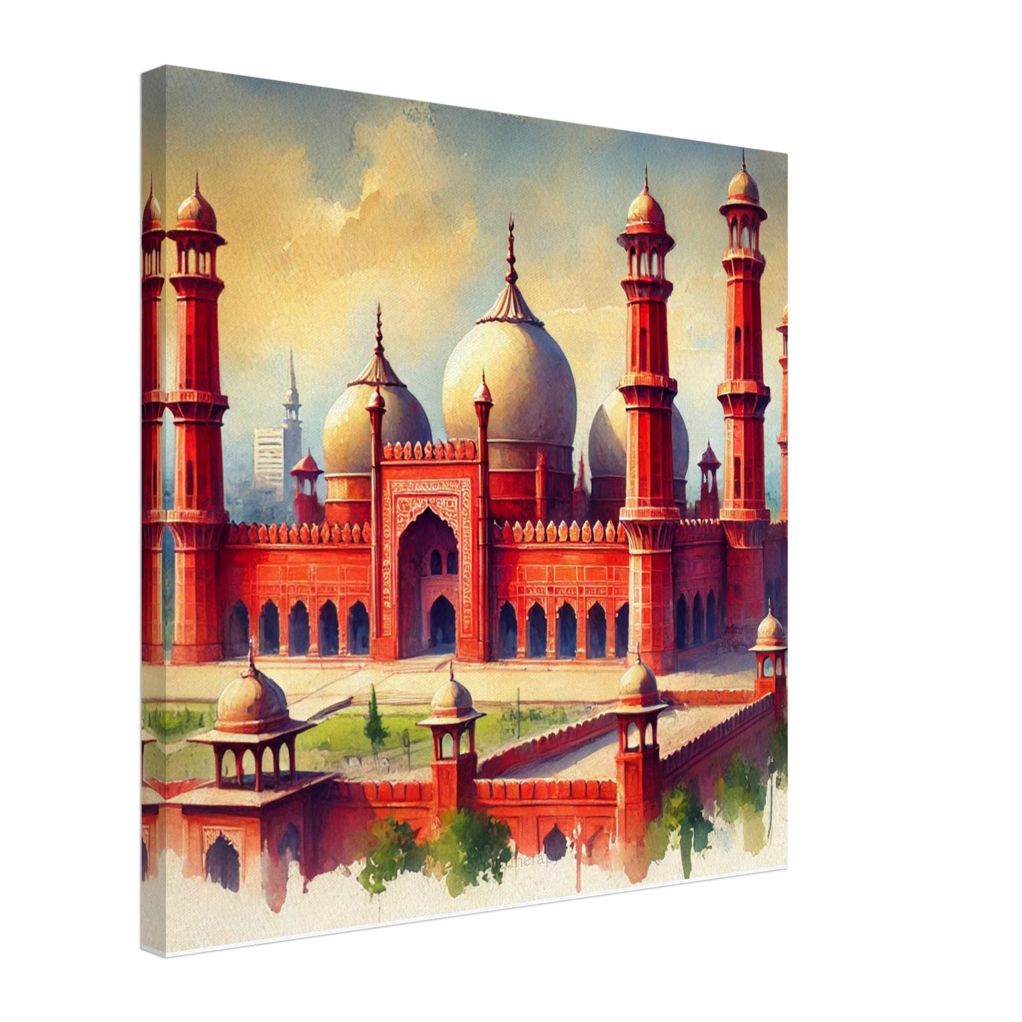 Canvas, Pakistan Art, Mughal Architect, Badshahi Mosque, Lahore ...