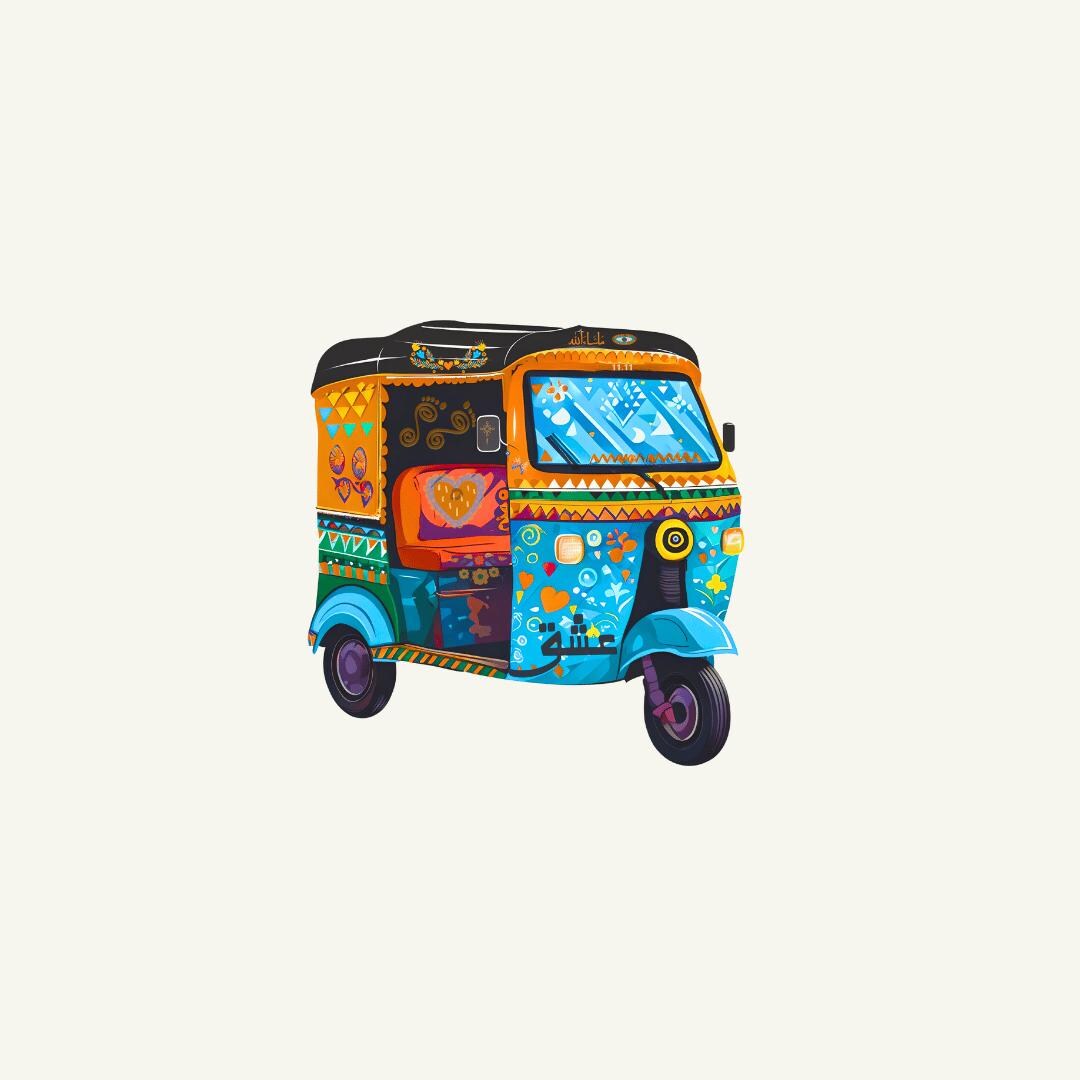 Pakistan Truck Art Sticker: Desi Tuk Tuk, Vibrant Rickshaw Decal (3x3 ...