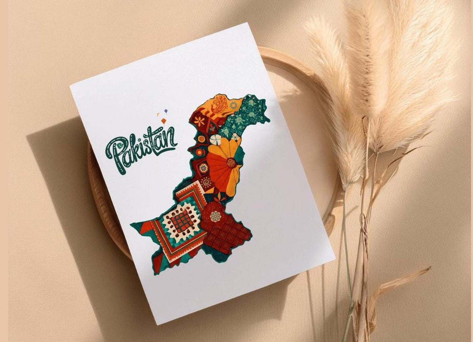 Pakistan Map Print, Vibrant Truck Art, Desi Home Decor (digital Print ...