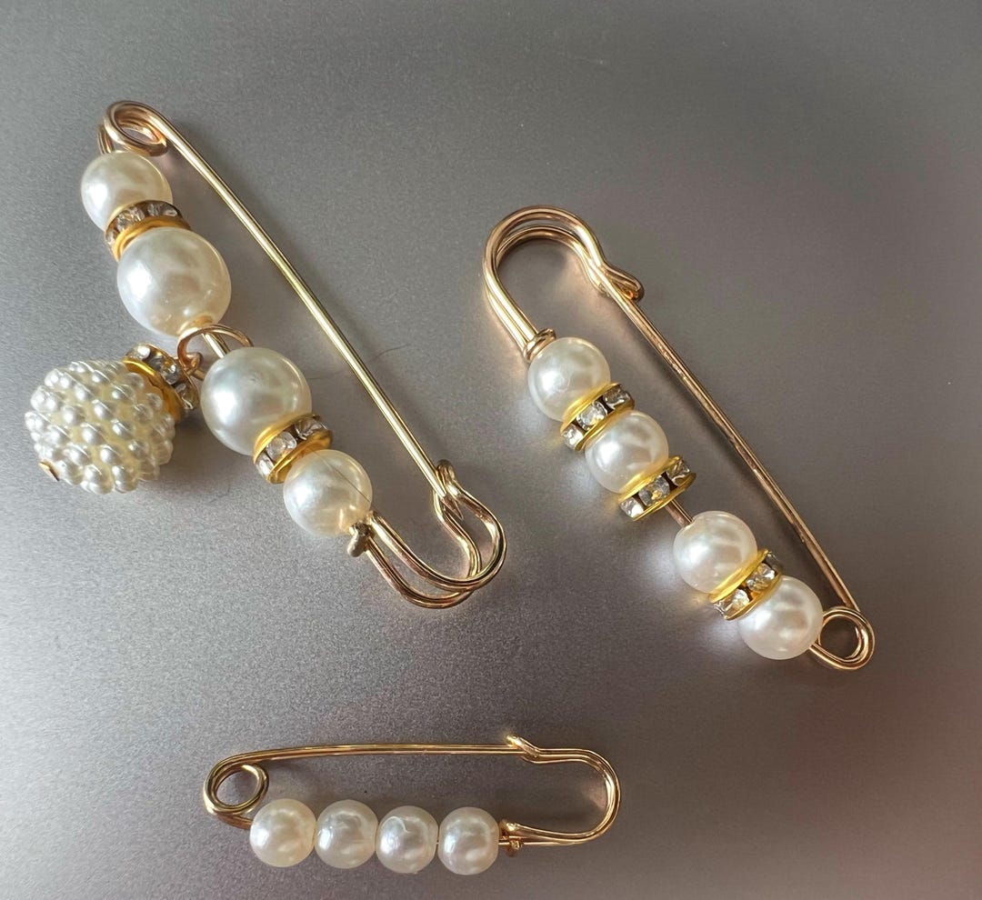 Art Deco Pearl Brooch Pin: Gold-tone Faux Pearl Elegant Accessory - Etsy