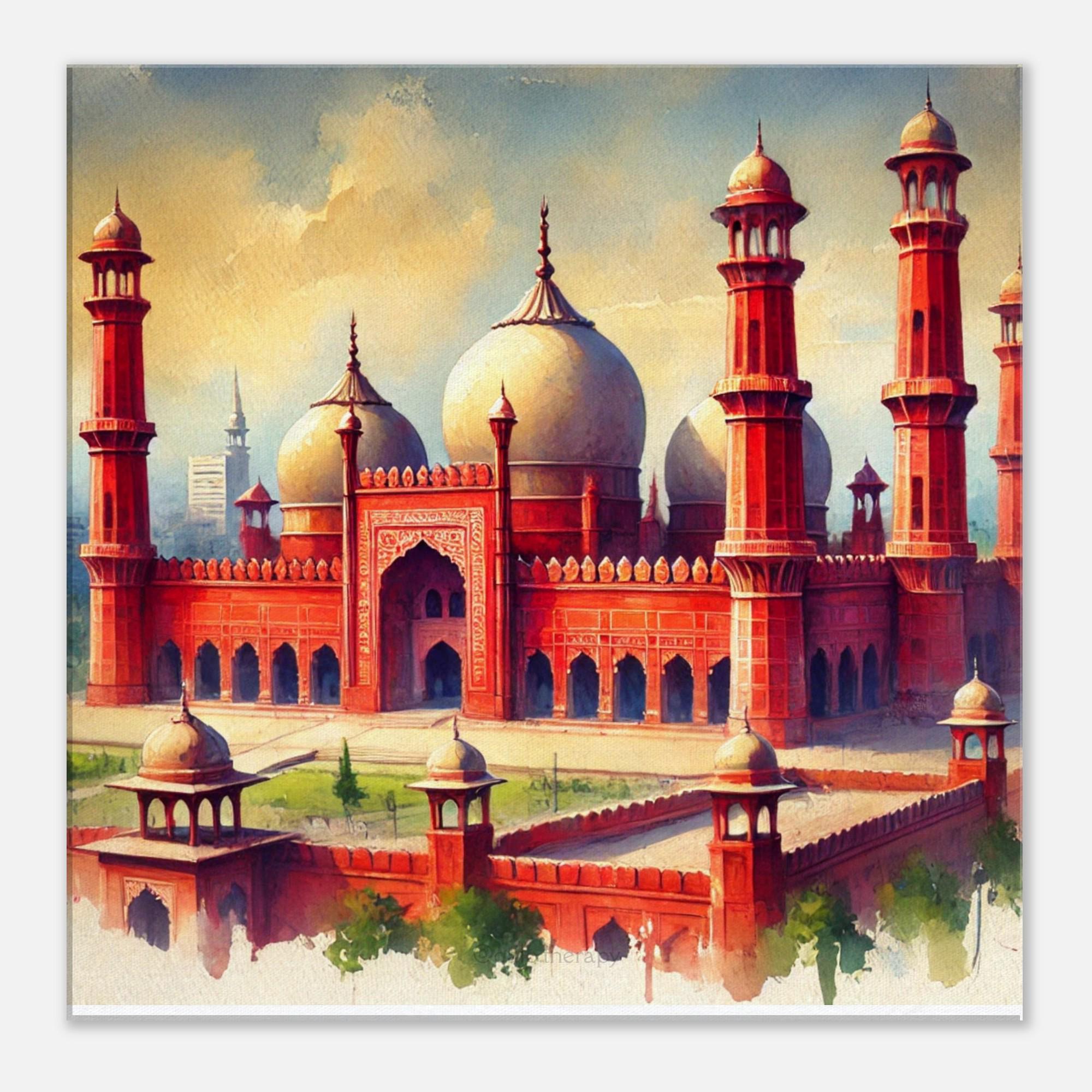 Canvas, Pakistan Art, Mughal Architect, Badshahi Mosque, Lahore ...