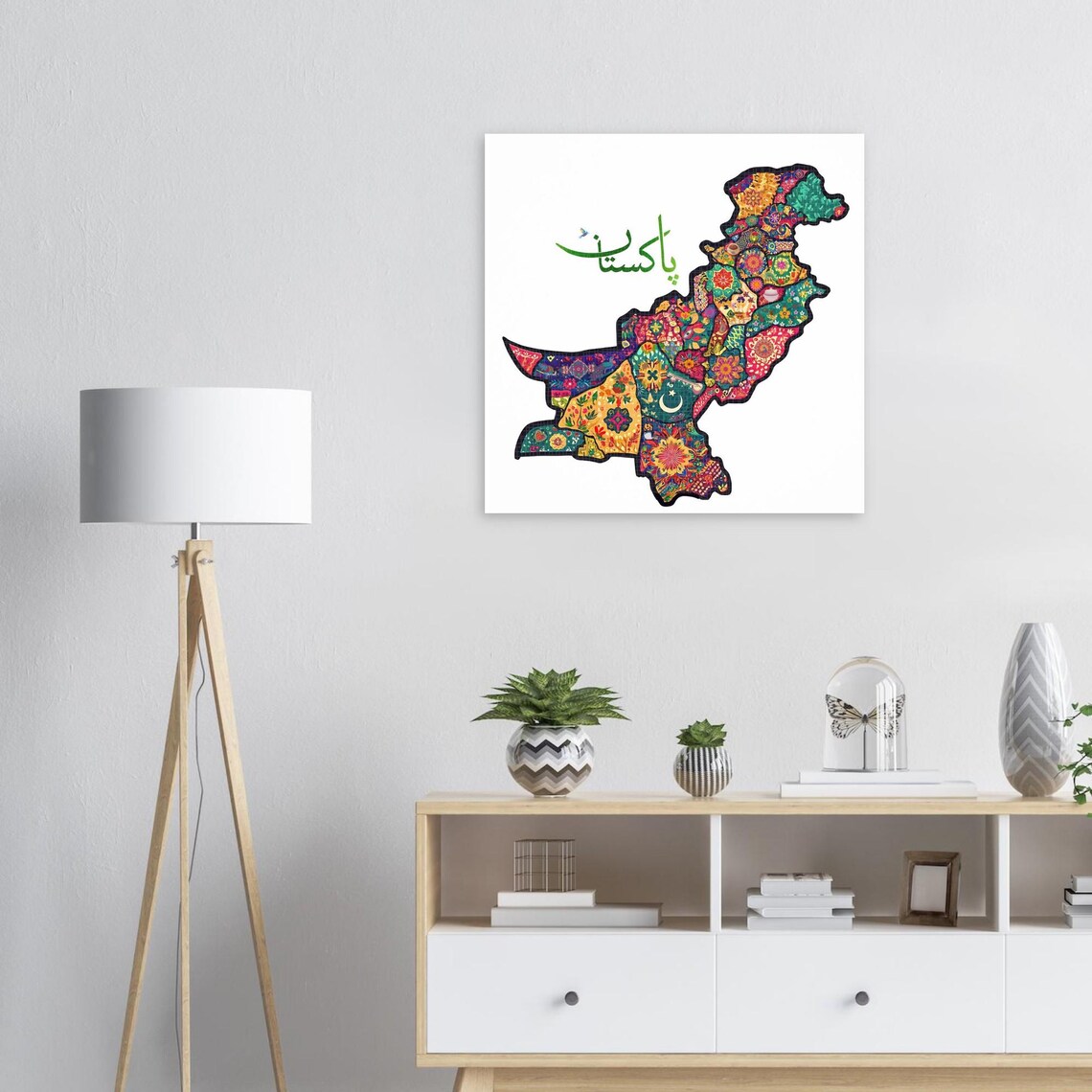 Classic Matte Paper Poster of Map of Pakistan in Truck Art Patches and ...