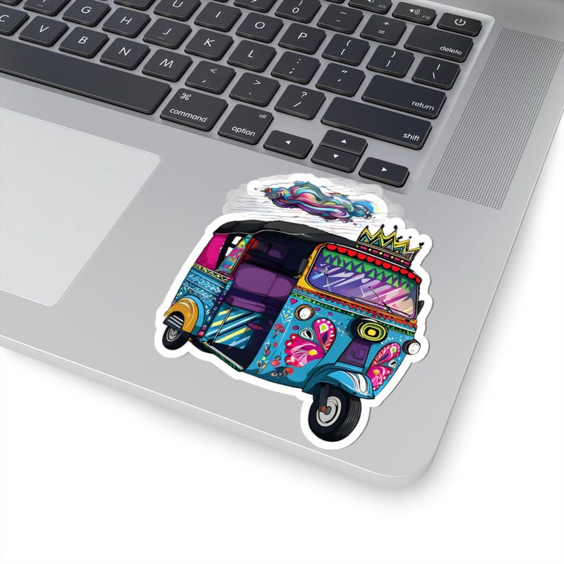 Vibrant Pakistani Auto Rickshaw Kiss Cut Sticker, Tuk Tuk Design ...