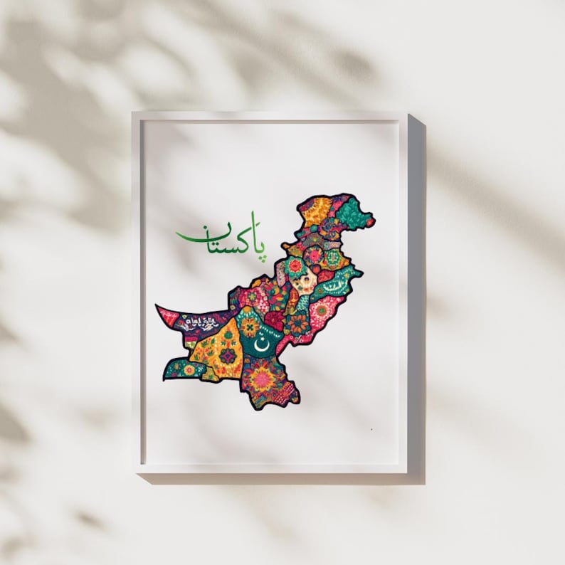 Pakistan Map Art Print: Vibrant Truck Art Pattern (digital Download ...
