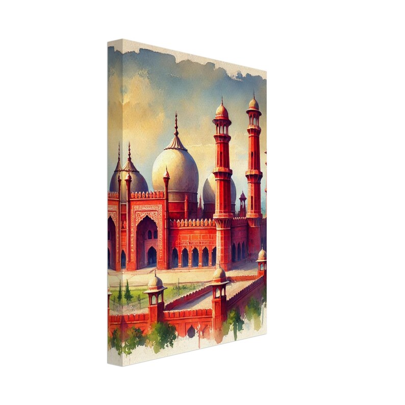 Canvas, Pakistan Art, Mughal Architect, Badshahi Mosque, Lahore ...