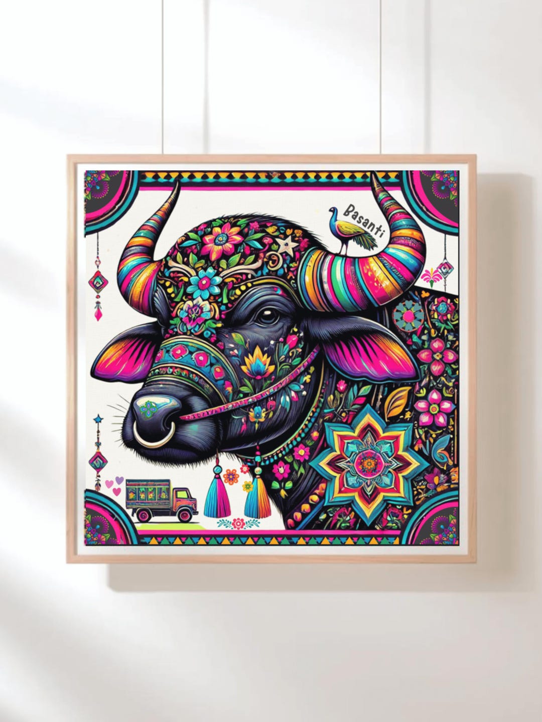Digital Print, Majestic Buffalo in Truck Art Glory, Pakistani Cultural ...
