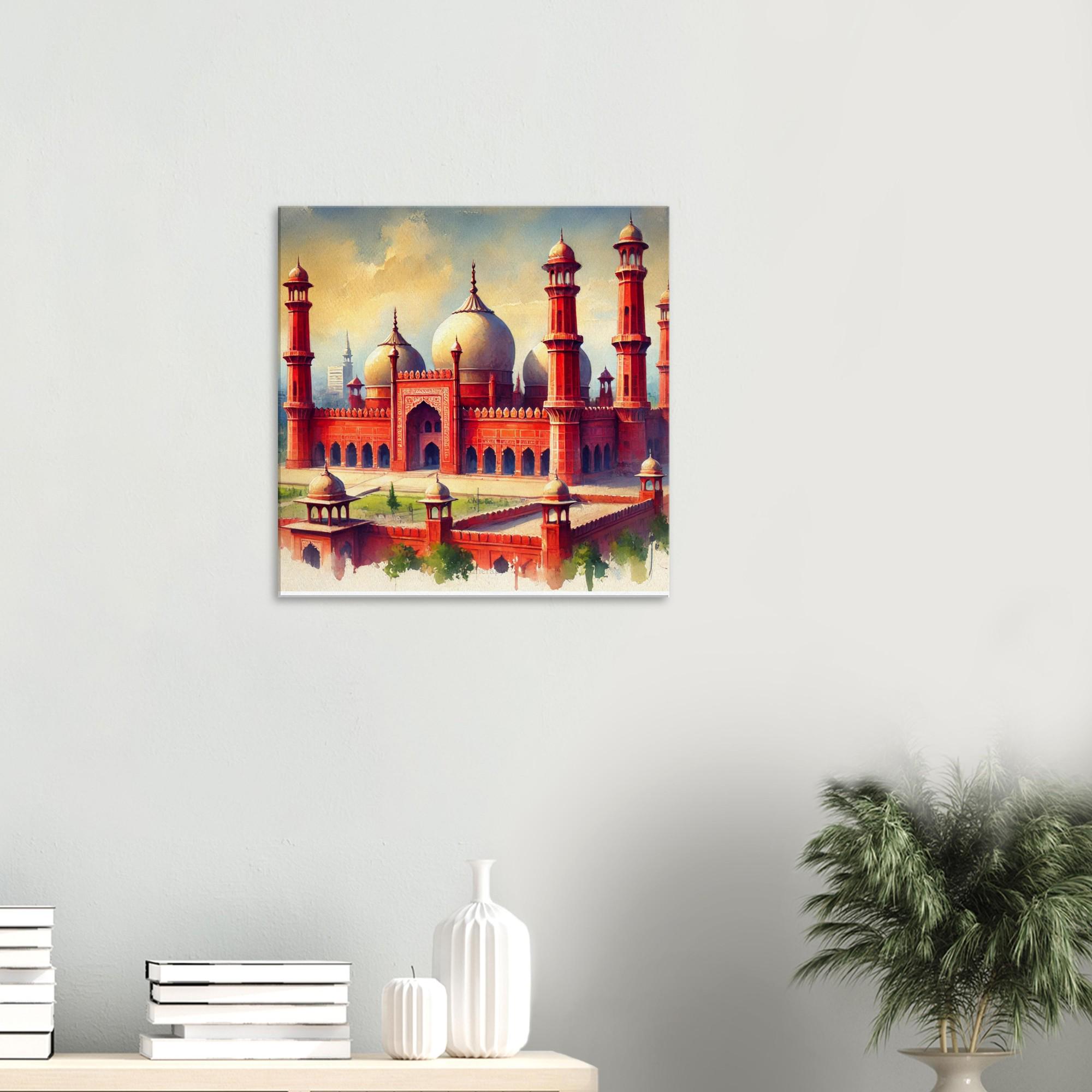 Canvas, Pakistan Art, Mughal Architect, Badshahi Mosque, Lahore ...