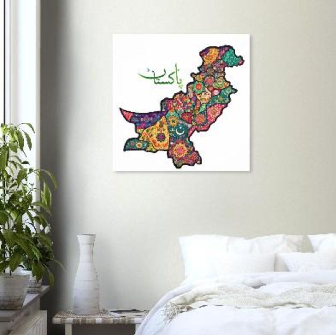 Classic Matte Paper Poster of Map of Pakistan in Truck Art Patches and ...
