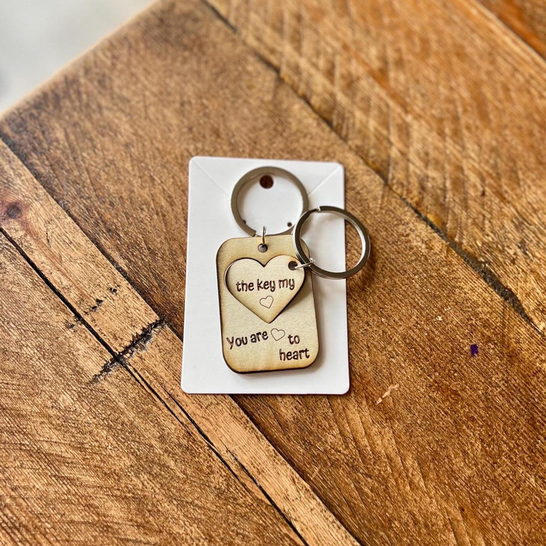 Personalized Couple Keychain Set | Heart Puzzle Wooden Keyrings ...
