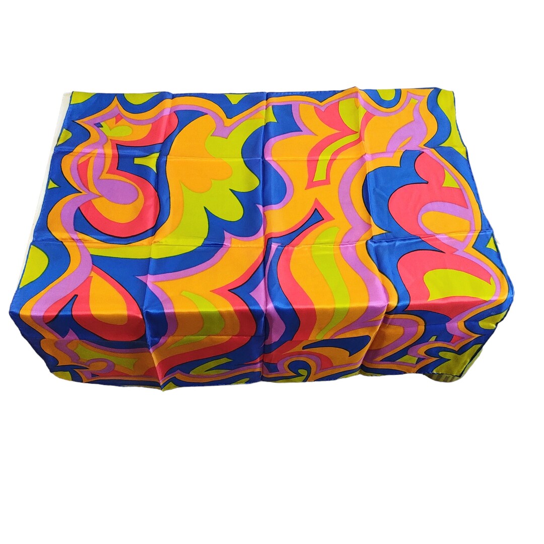 Vintage Scarf 60s Mod Psychedelic Swirls, Large Scarf - Etsy