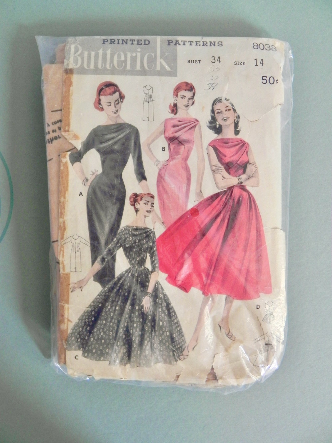 Vintage 50s Dress Pattern 4 Styles Complete - Etsy
