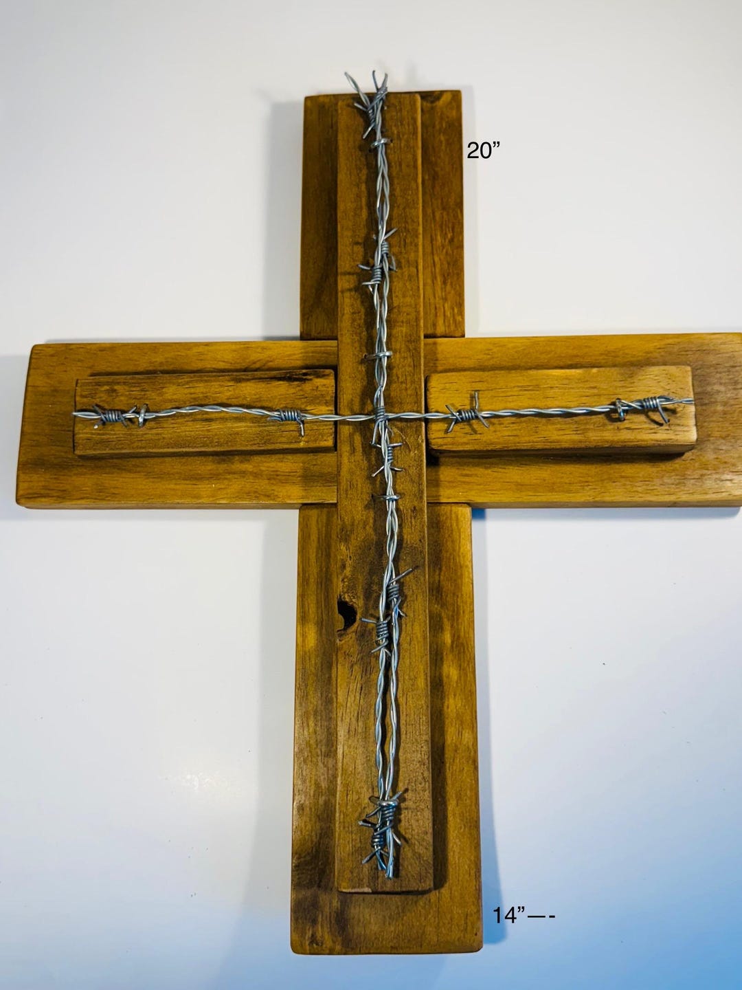 Handmade Rustic Cross With Barbed Wire - Etsy