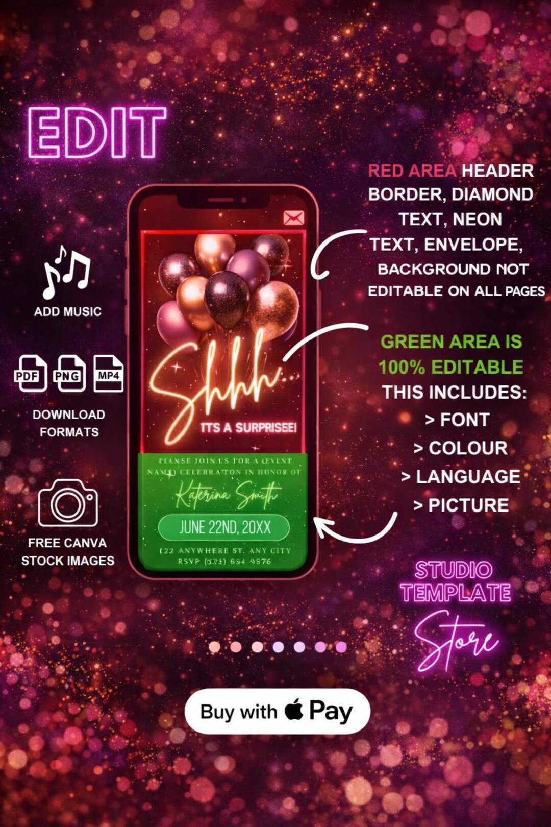 Digital Surprise Birthday Party Invitation, Envelope Surprise Invite ...