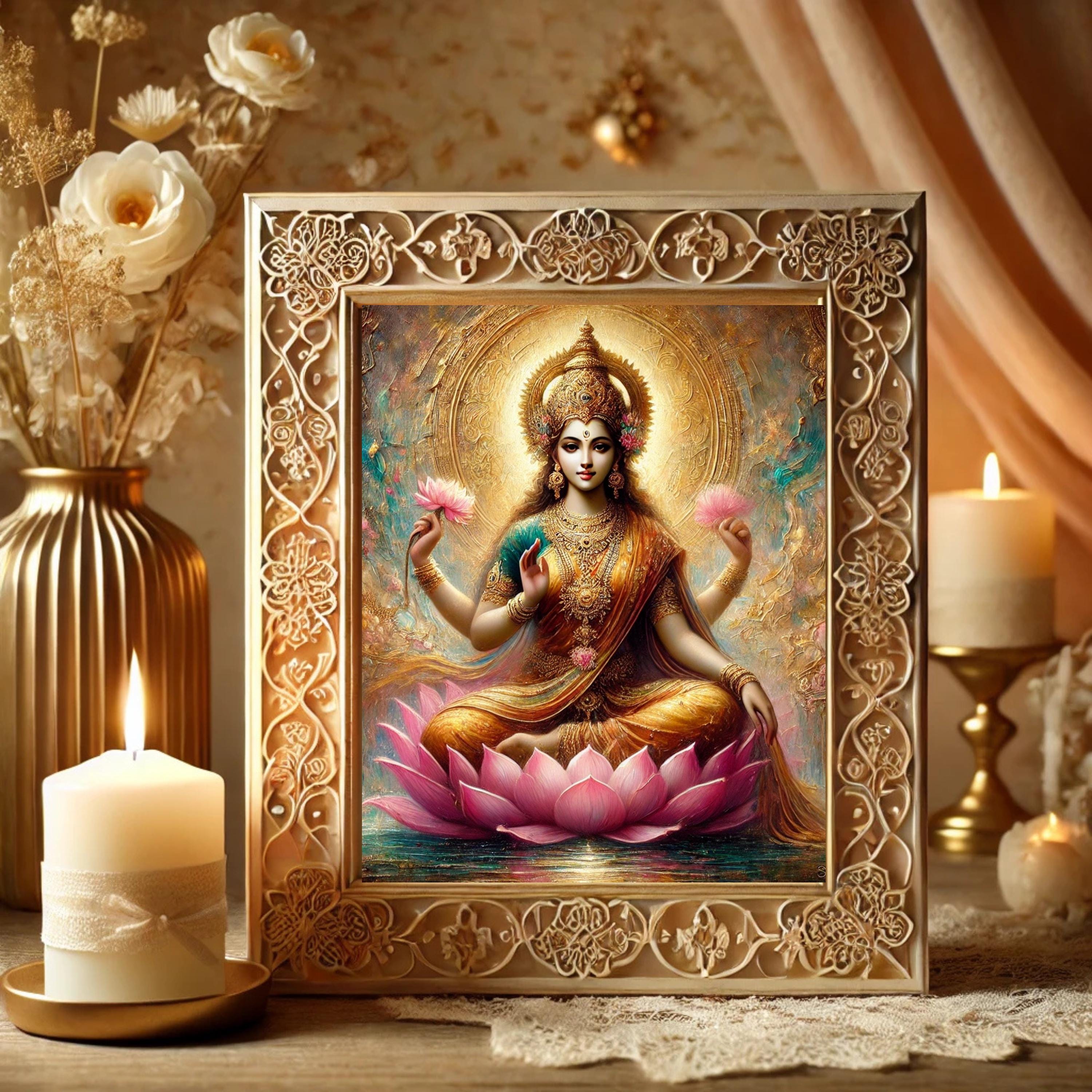 Goddess Lakshmi Art Print, Hindu Wall Decor (digital Download) - Etsy