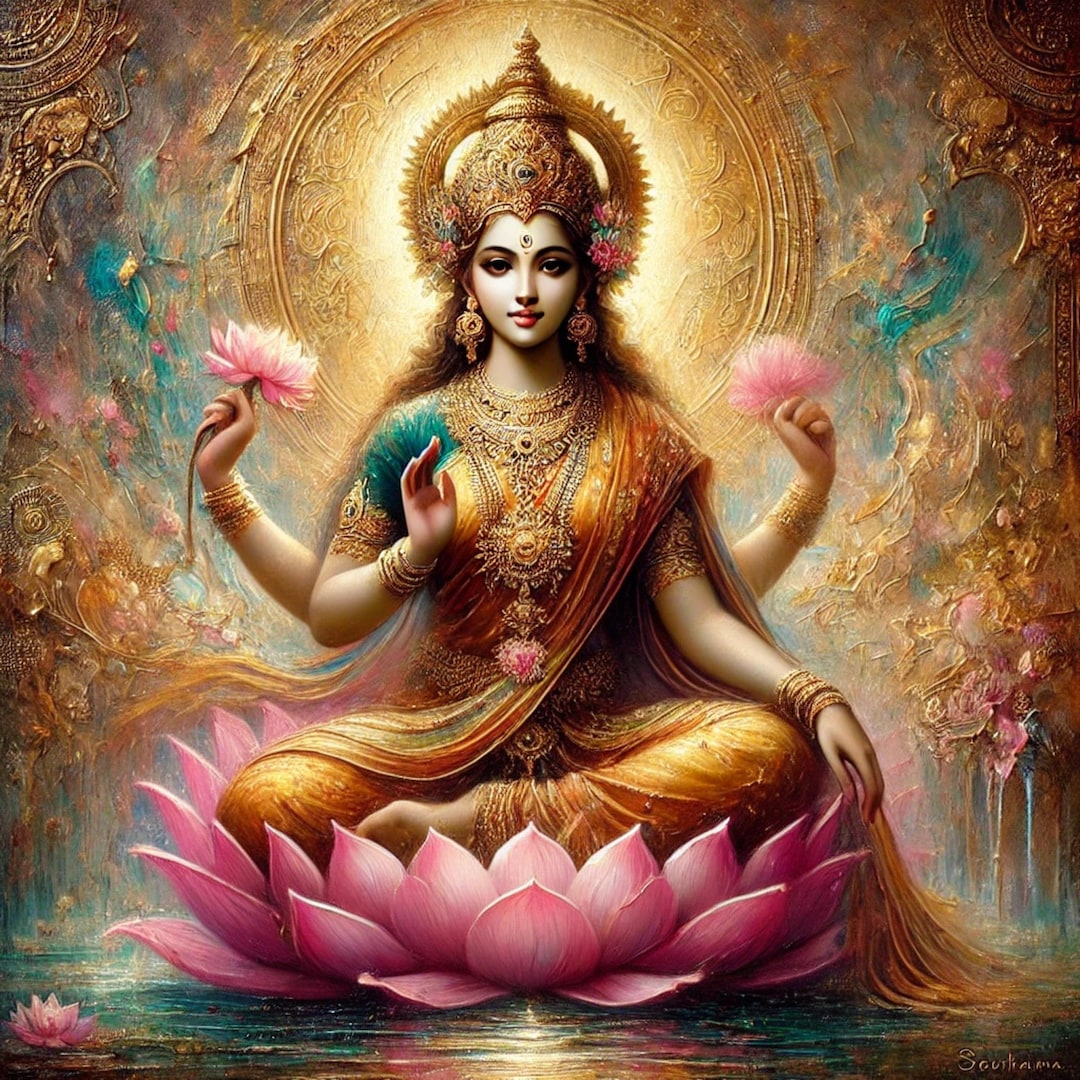 Goddess Lakshmi Art Print, Hindu Wall Decor (digital Download) - Etsy