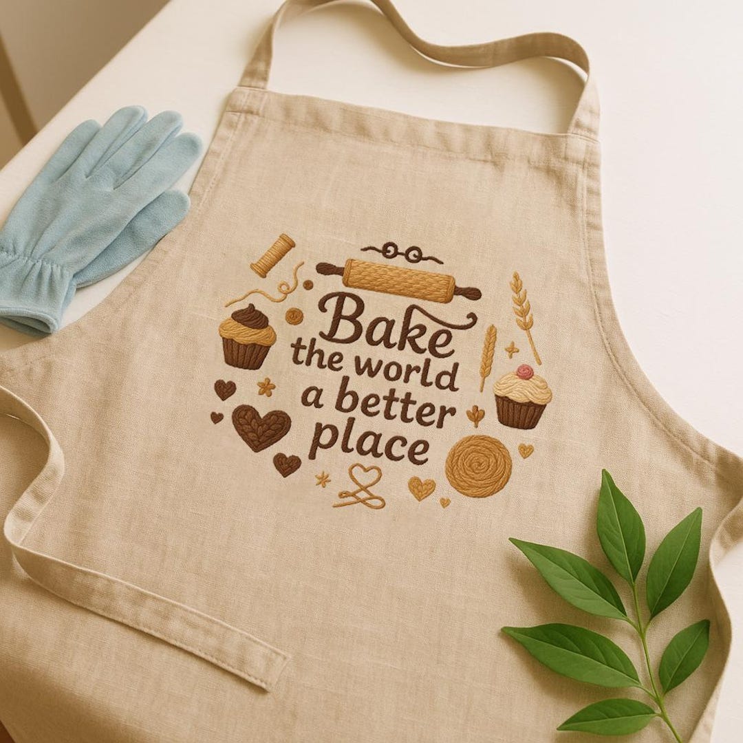 Embroidered Bake the World A Better Place Apron,bread Baking Apron ...