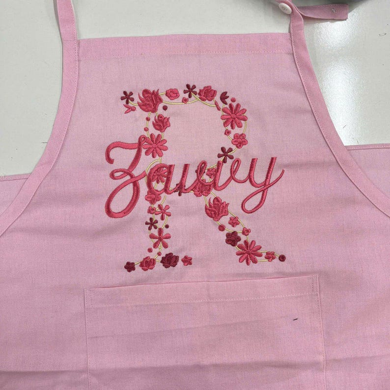 Personalized Embroidered Name Floral Kitchen Apron, Gift for Baker ...