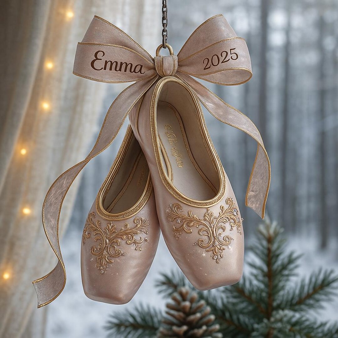 Ballet Shoes Christmas Ornament, 2D Pink Pointe Shoe Acrylic Tree ...