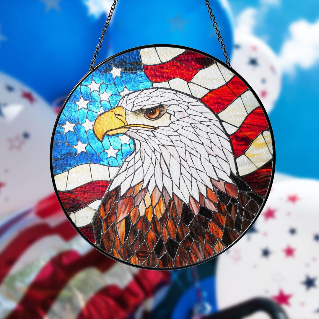 4th of July Suncatcher American Flag Patriotic Suncatcher Window ...