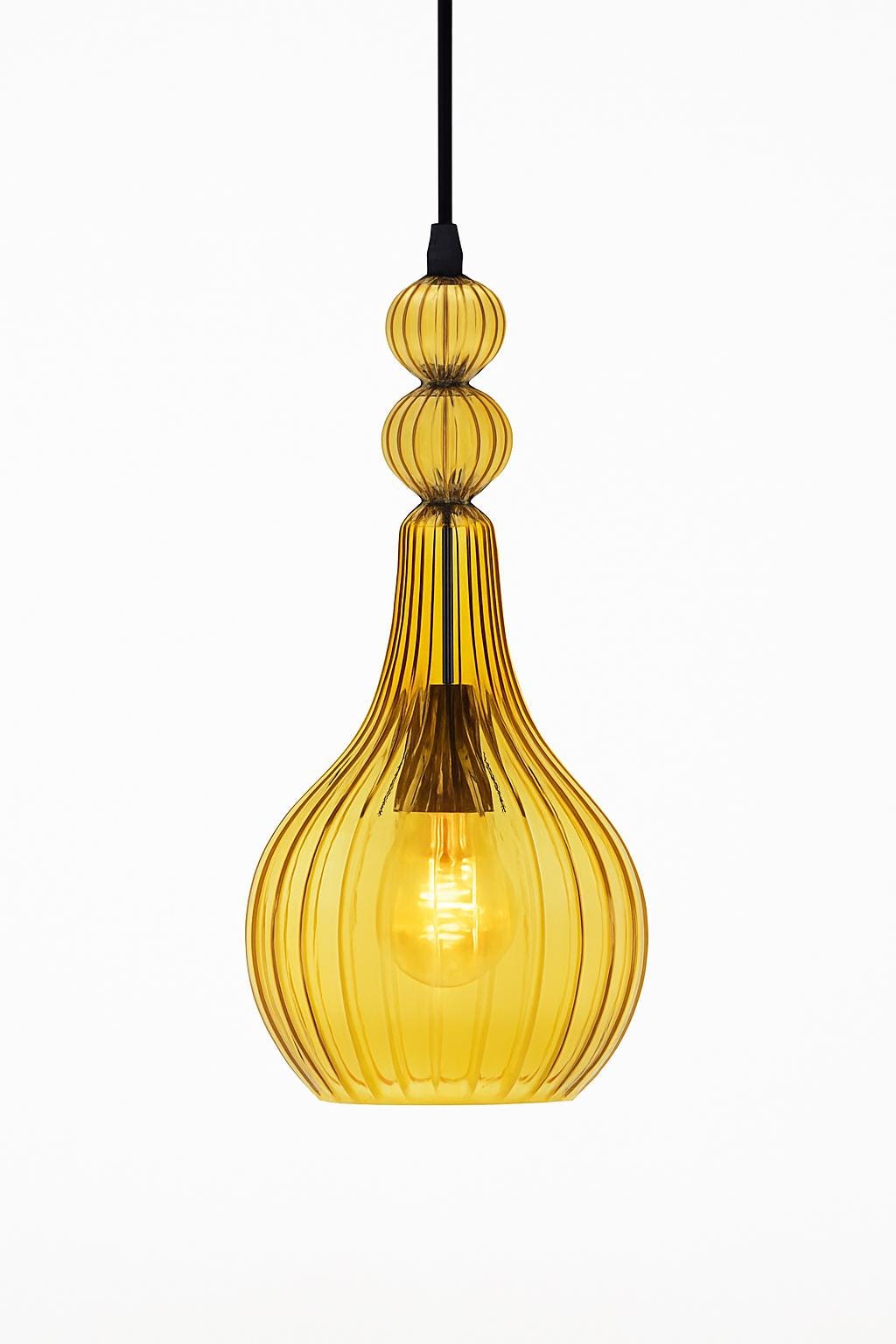 Handblown Amber Glass Pendant Light | Modern Light Fixtures | Ceiling ...