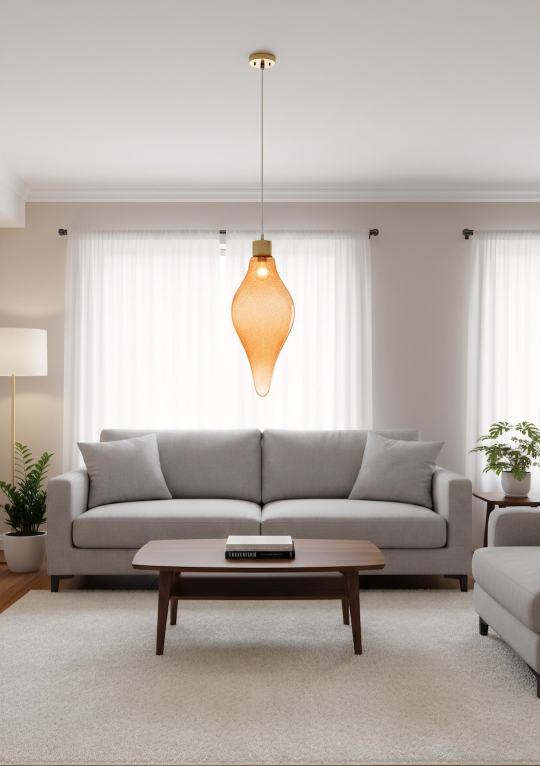 Glass Light Fixture | Blown Pendant Light | Unique Ceiling Lamp for ...