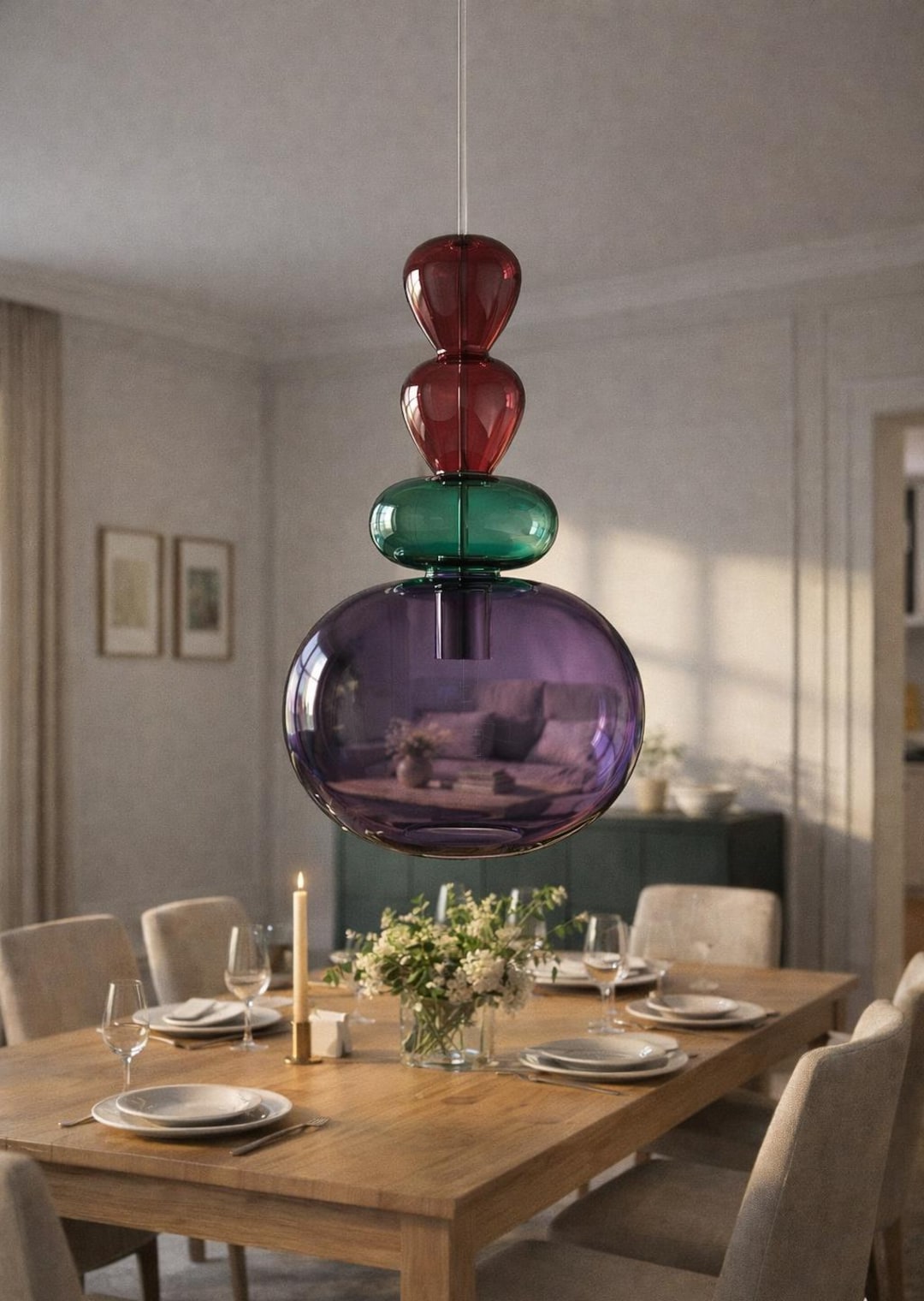 Custom Lighting for Kitchen Island | Blown Pendant Light | Colorful ...