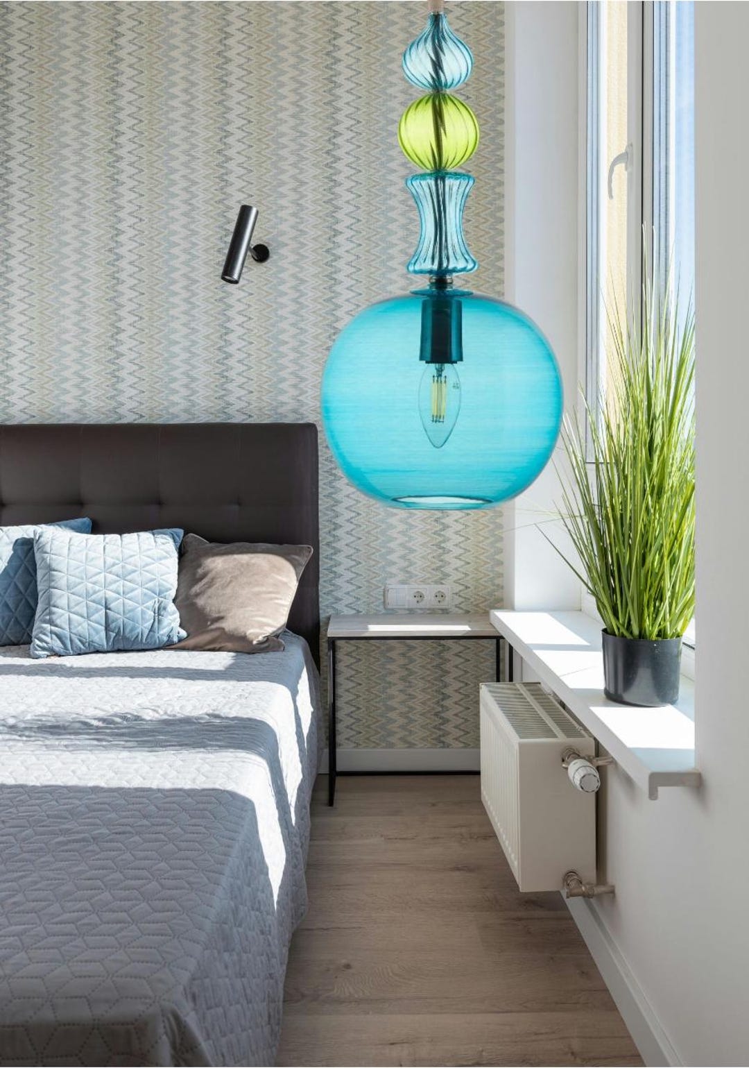 Blown Glass Pendant Light, Modern Hanging Glass Light, Handcrafted Home ...
