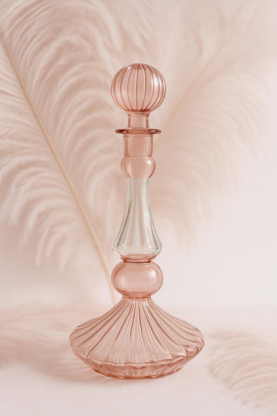 Hand-blown Rose Glass Perfume Bottle With Stopper | Vintage Cobalt ...