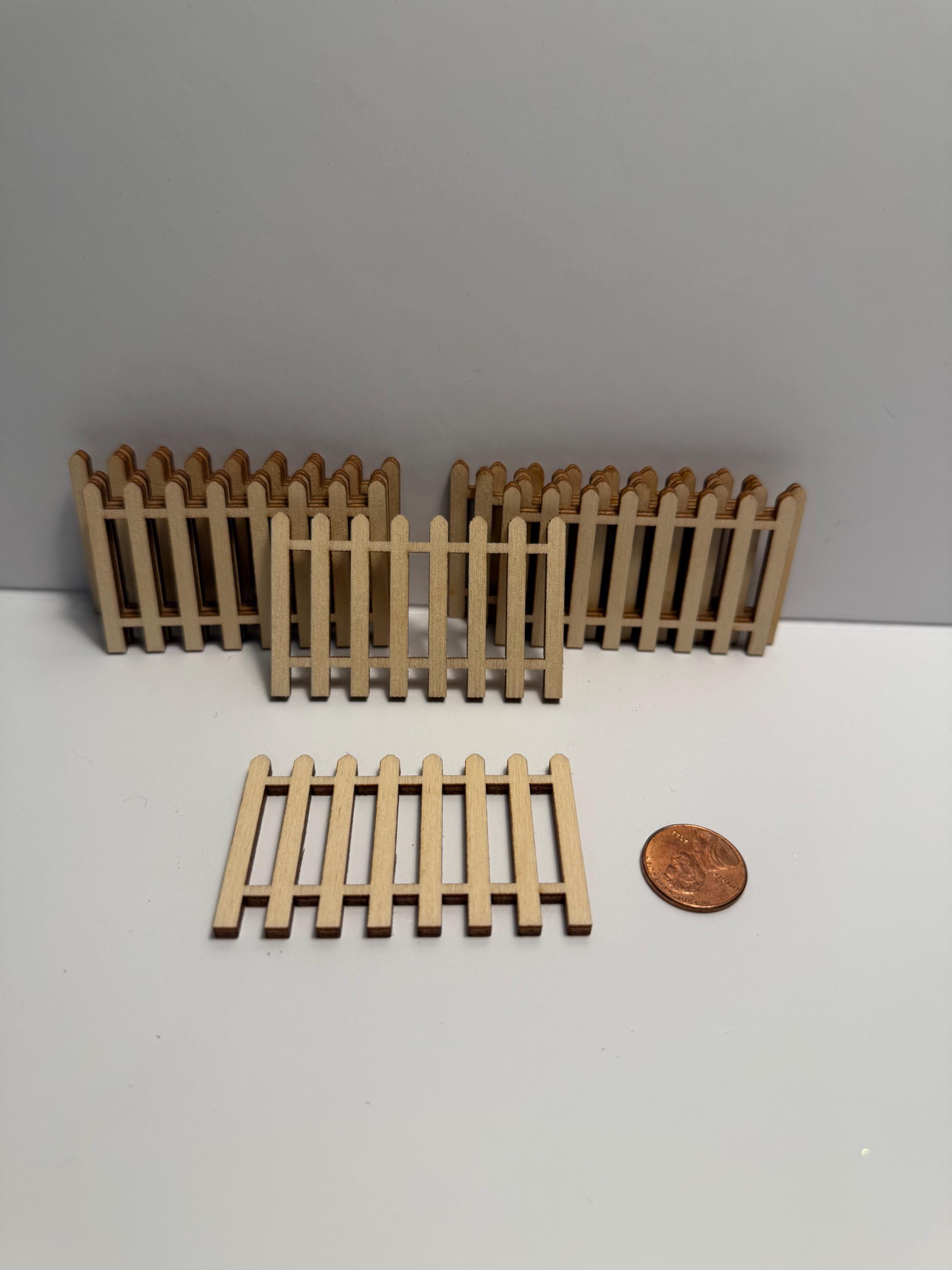 Miniature Wood Picket Fence Doll House Dolls Ornaments Christmas Shadow ...
