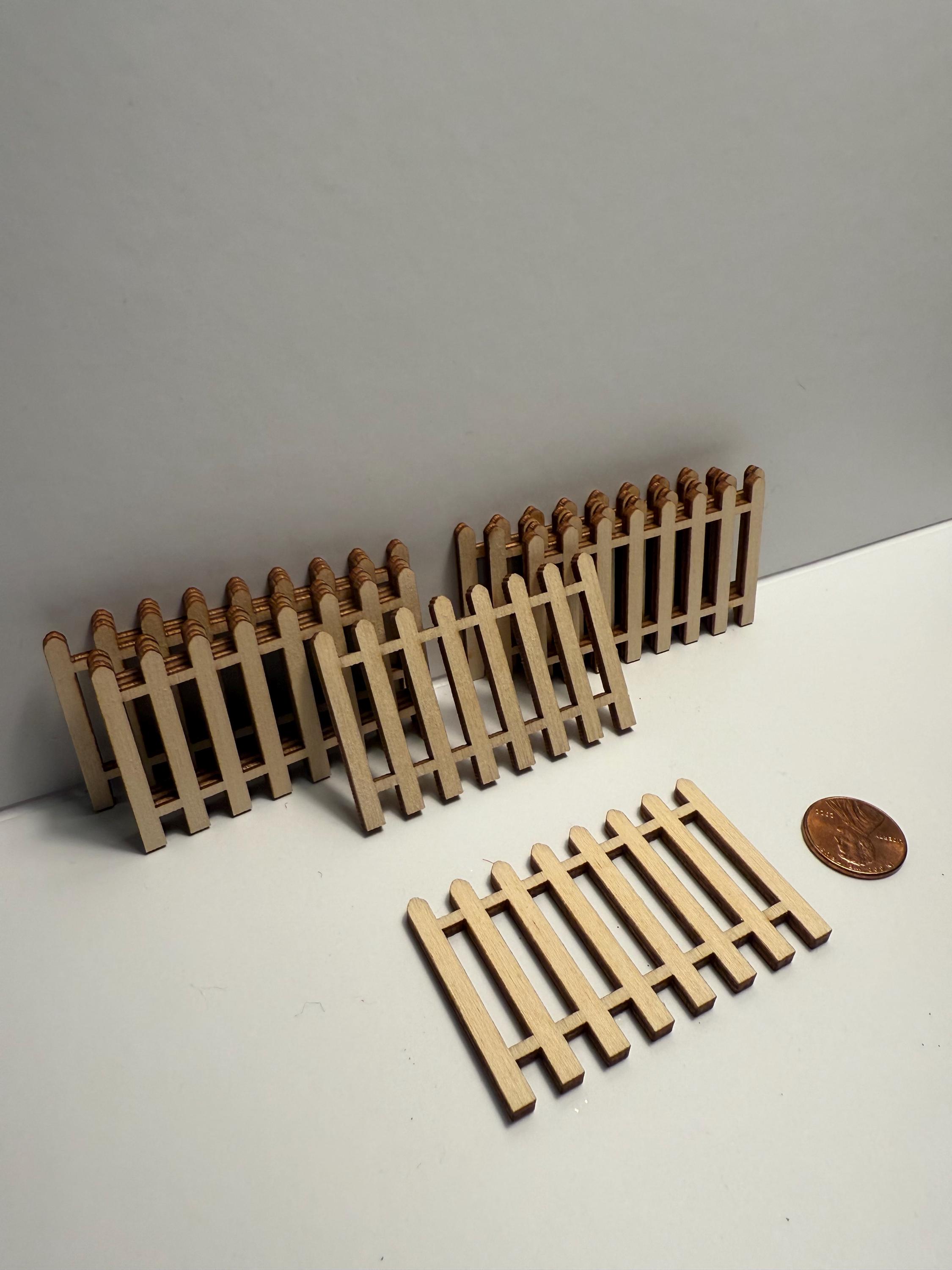 Miniature Wood Picket Fence Doll House Dolls Ornaments Christmas Shadow ...