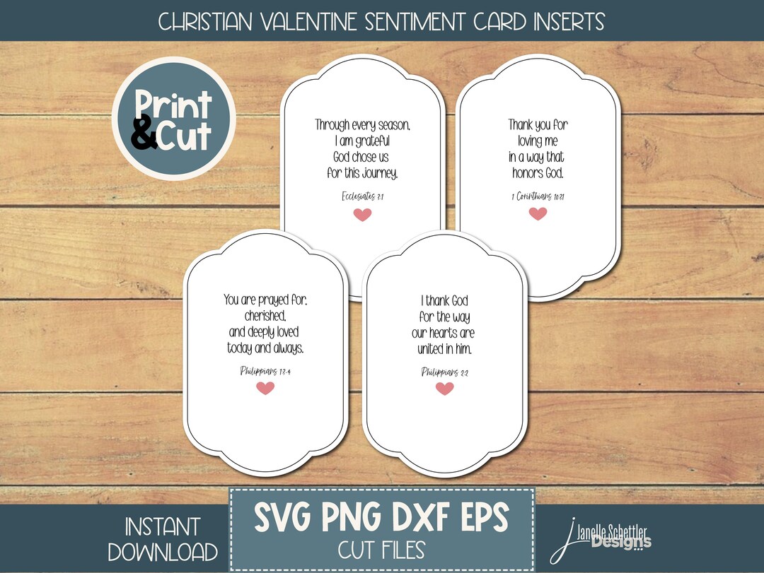 Printable Valentine Sentiment Bundle With Religious Inspired Messages ...