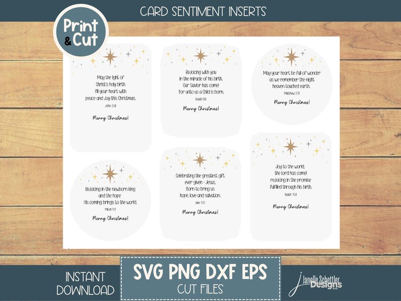 Christian Christmas Sentiments SVG – Nativity Scripture Card Inserts ...