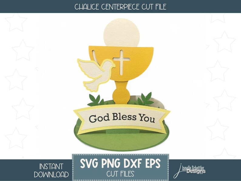First Communion Chalice Centerpiece SVG, Layered 3D Cut File Decor for ...
