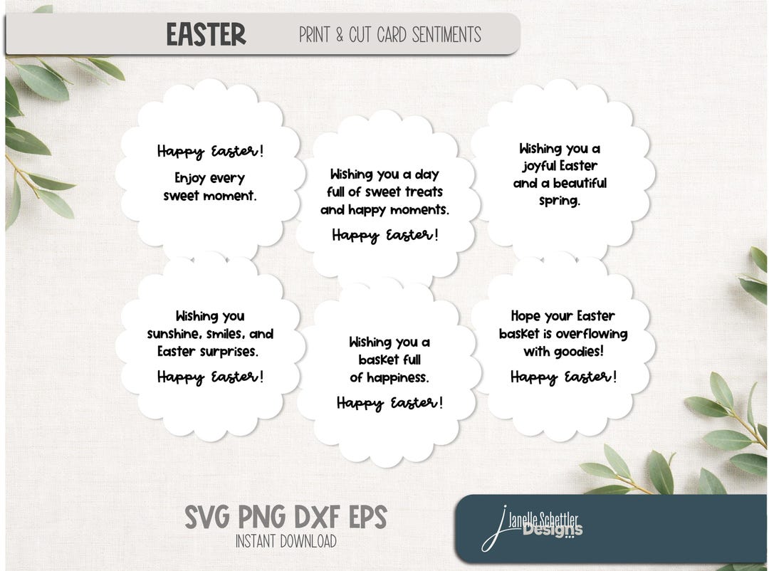 Easter Card Printable Sentiments SVG | Print Then Cut Inserts for ...