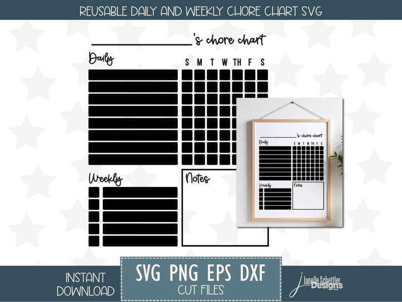 Reusable Chore Chart SVG | Daily Weekly Planner SVG | Dry Erase Board ...