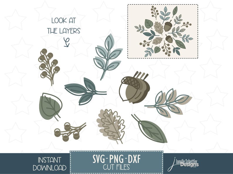 Fall Foliage SVG Cut File Bundle: Leaves, Berries, Acorn Autumn Decor ...