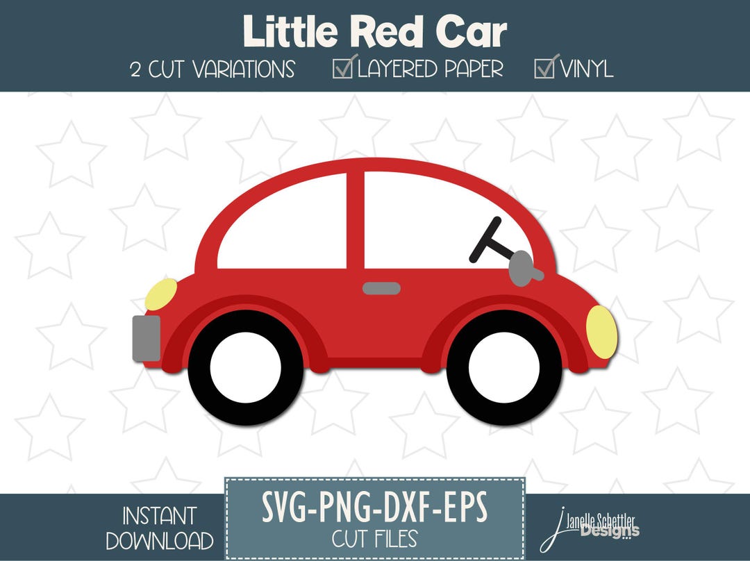 Red Car SVG, Red Car Cut File for Cricut and Silhouette, Layered Paper ...