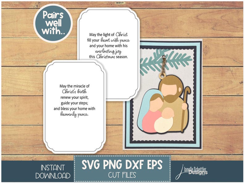 Printable Christmas Christian Greeting Card Sentiment Bundle With ...