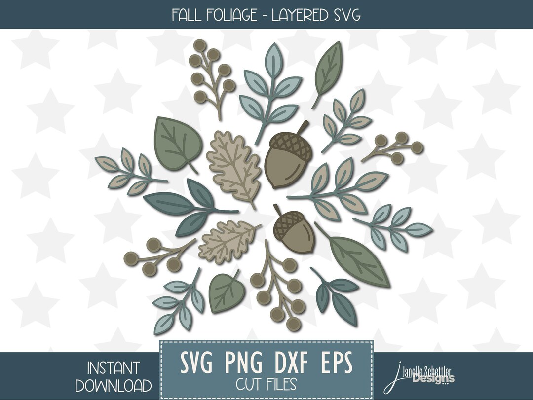 Fall Foliage SVG Cut File: Leaves, Berries, Acorn Autumn Decor (digital ...