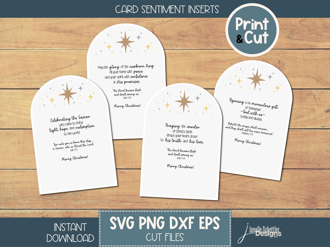 Printable Christmas Christian Greeting Card Sentiment Bundle ...