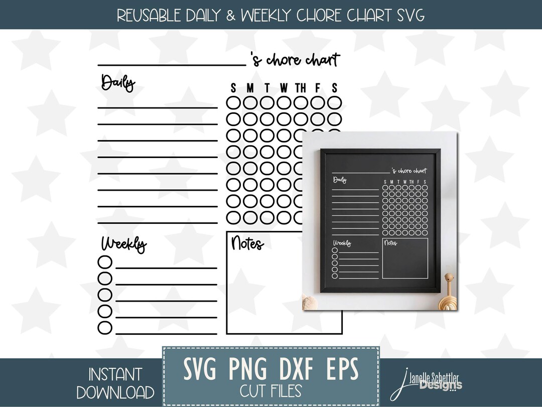 Reusable Chore Chart SVG File: Daily Weekly Planner, Family Task ...
